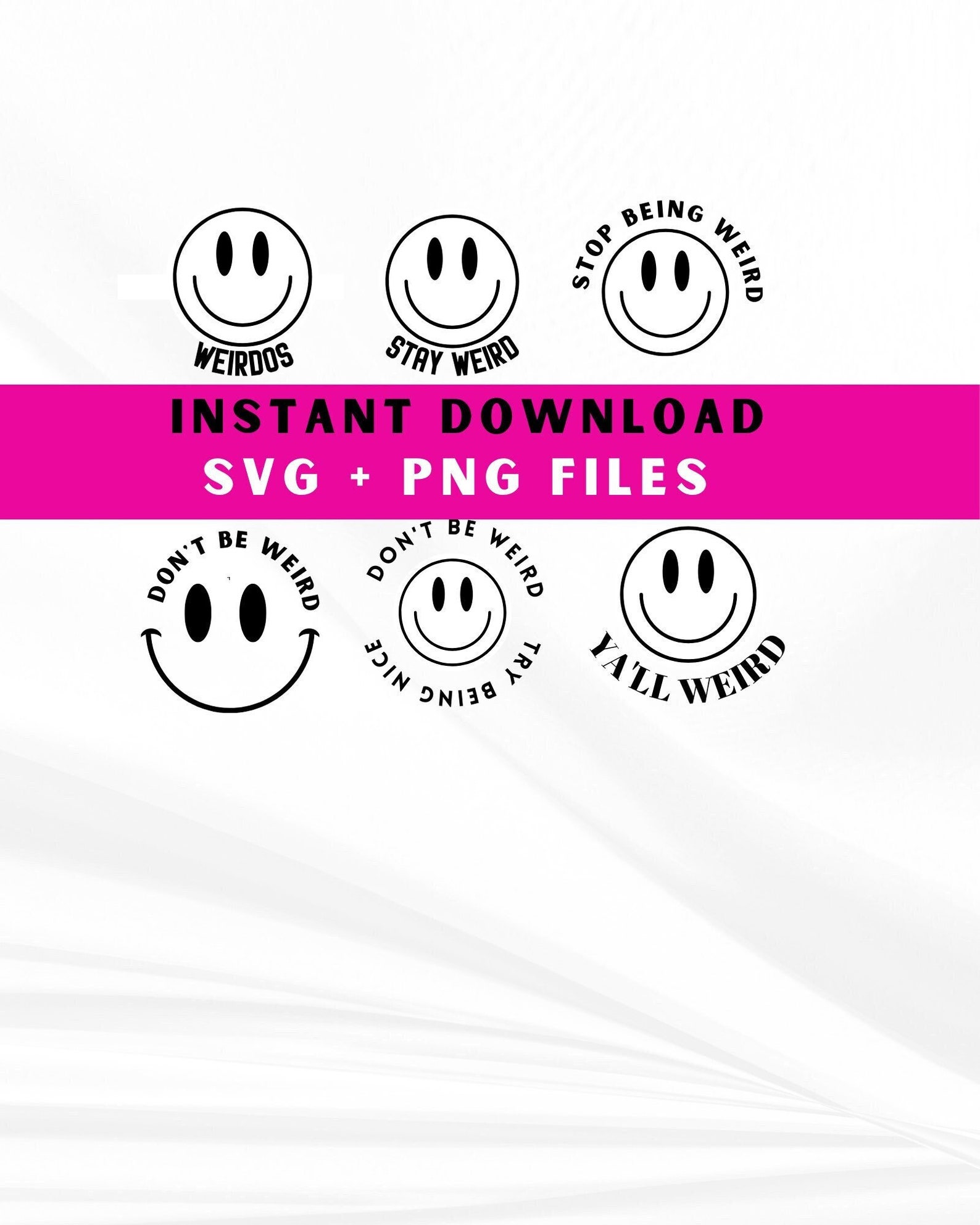 Weird Smiley Bundle, SVG File, PNG File, Cut File, Circut File ...