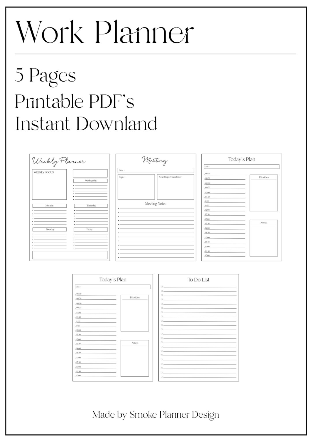 Affordable Printable Work Planner Weekly Schedule Task - Etsy