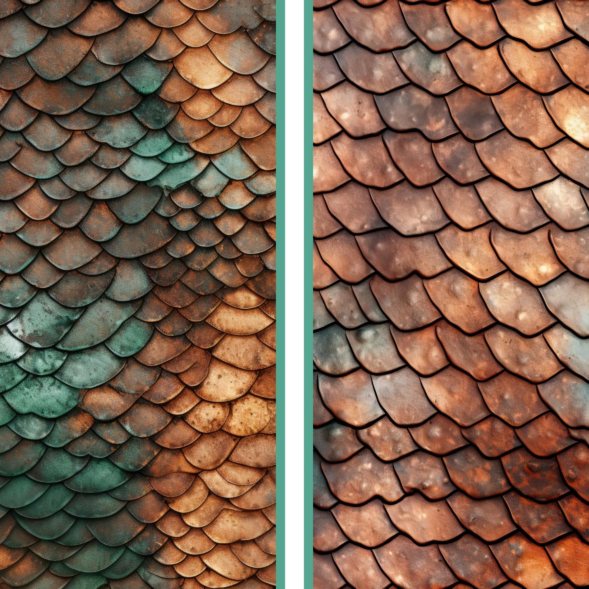Copper Dragons Scales Digital Paper, Copper Metal Dragon Scales and ...