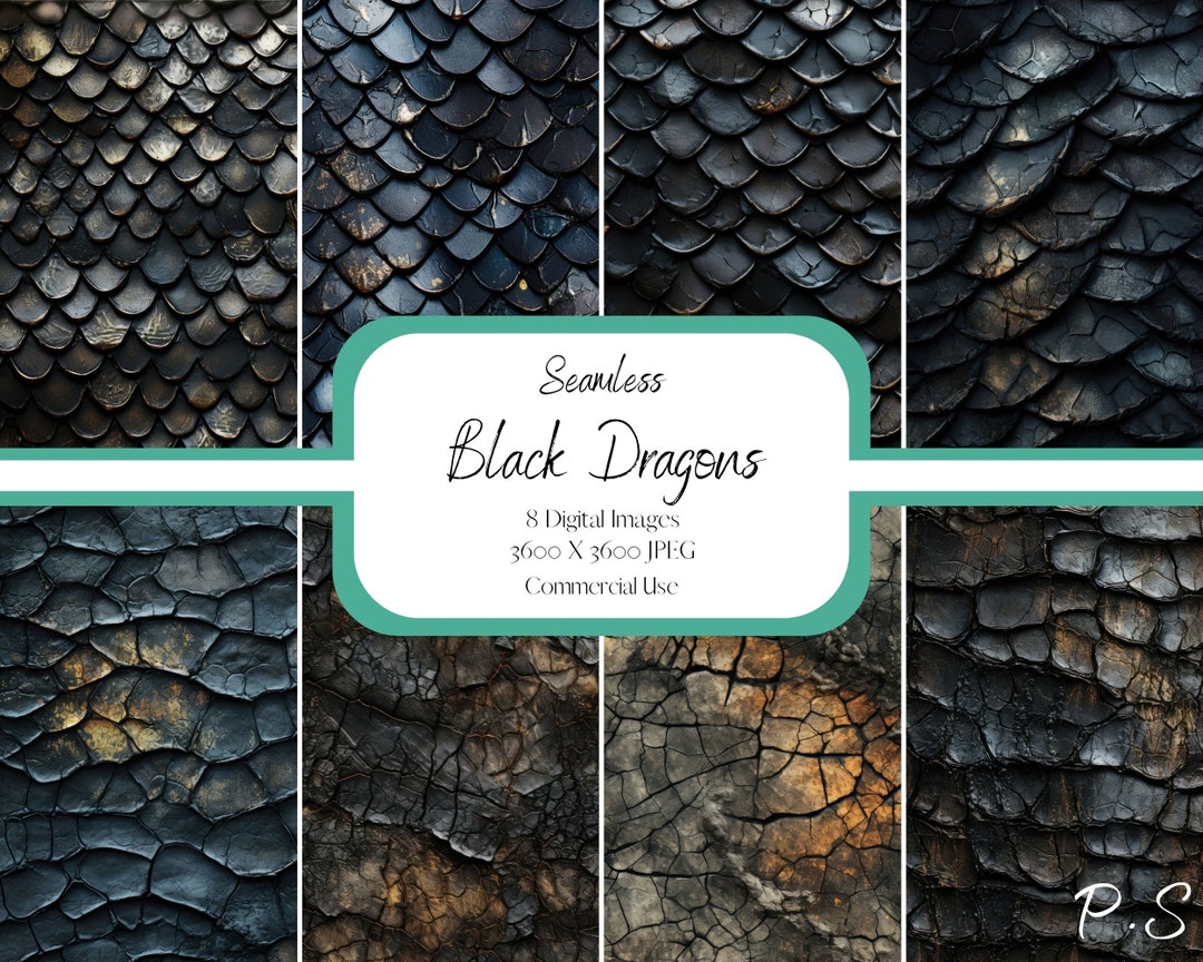 Black Dragons Scales Digital Paper, Rugged Black Dragon Scales and Hide ...