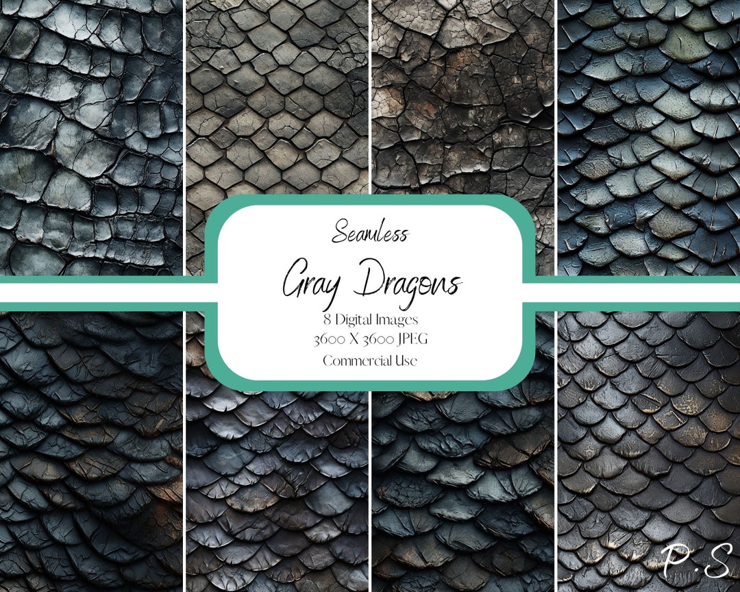 Gray Dragons Scales Digital Paper, Gray Dragon Scales and Hide ...