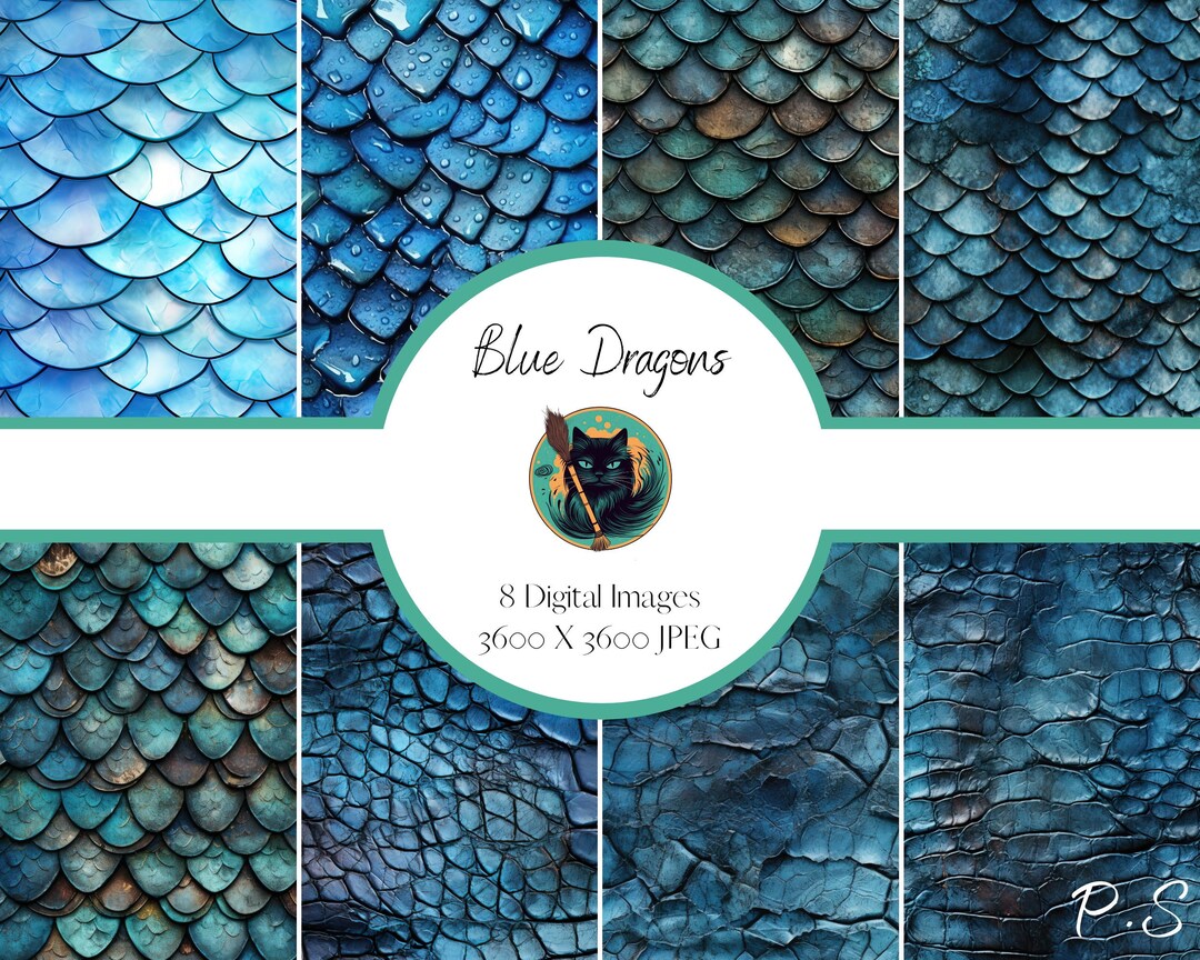 Blue Dragons Scales Graphic Pack Digital Paper Digital - Etsy