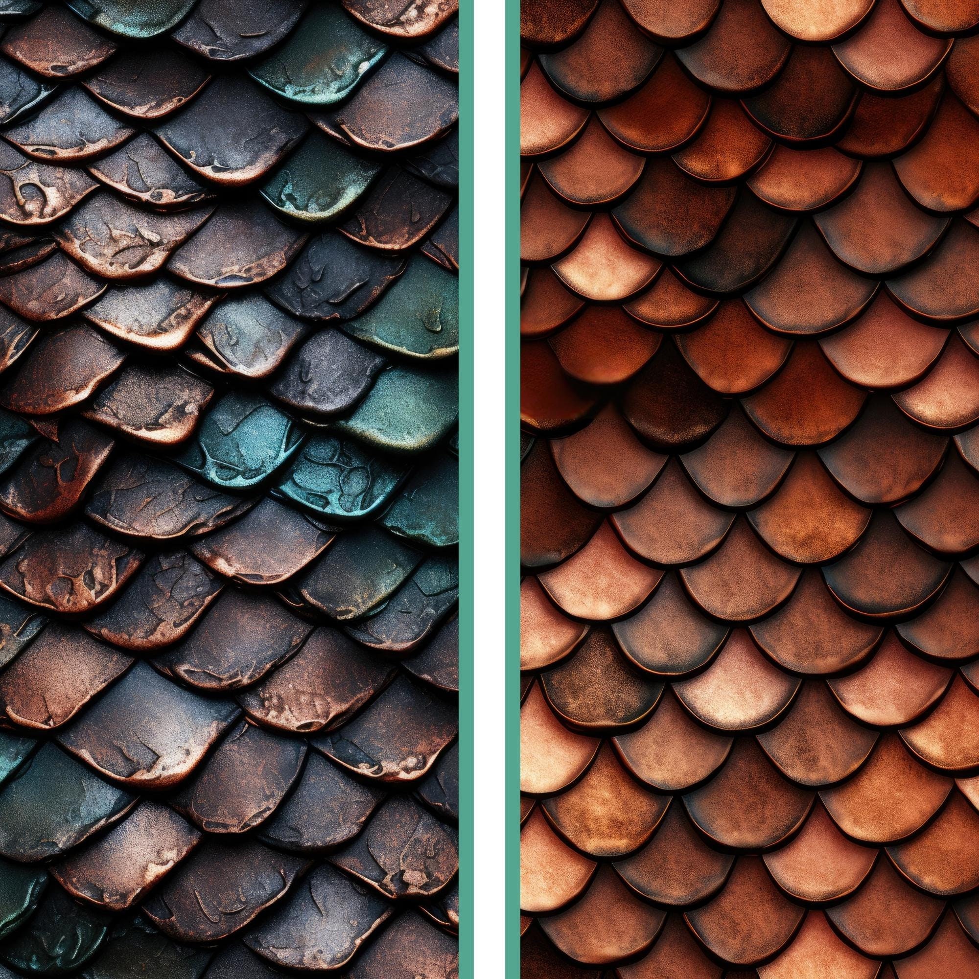 Copper Dragons Scales Digital Paper, Copper Metal Dragon Scales and ...