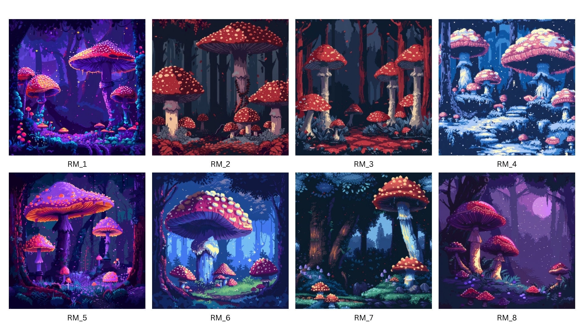 Retro Mushrooms, Seamless 2d Fungi Forests, Enchanting Mushrooms ...