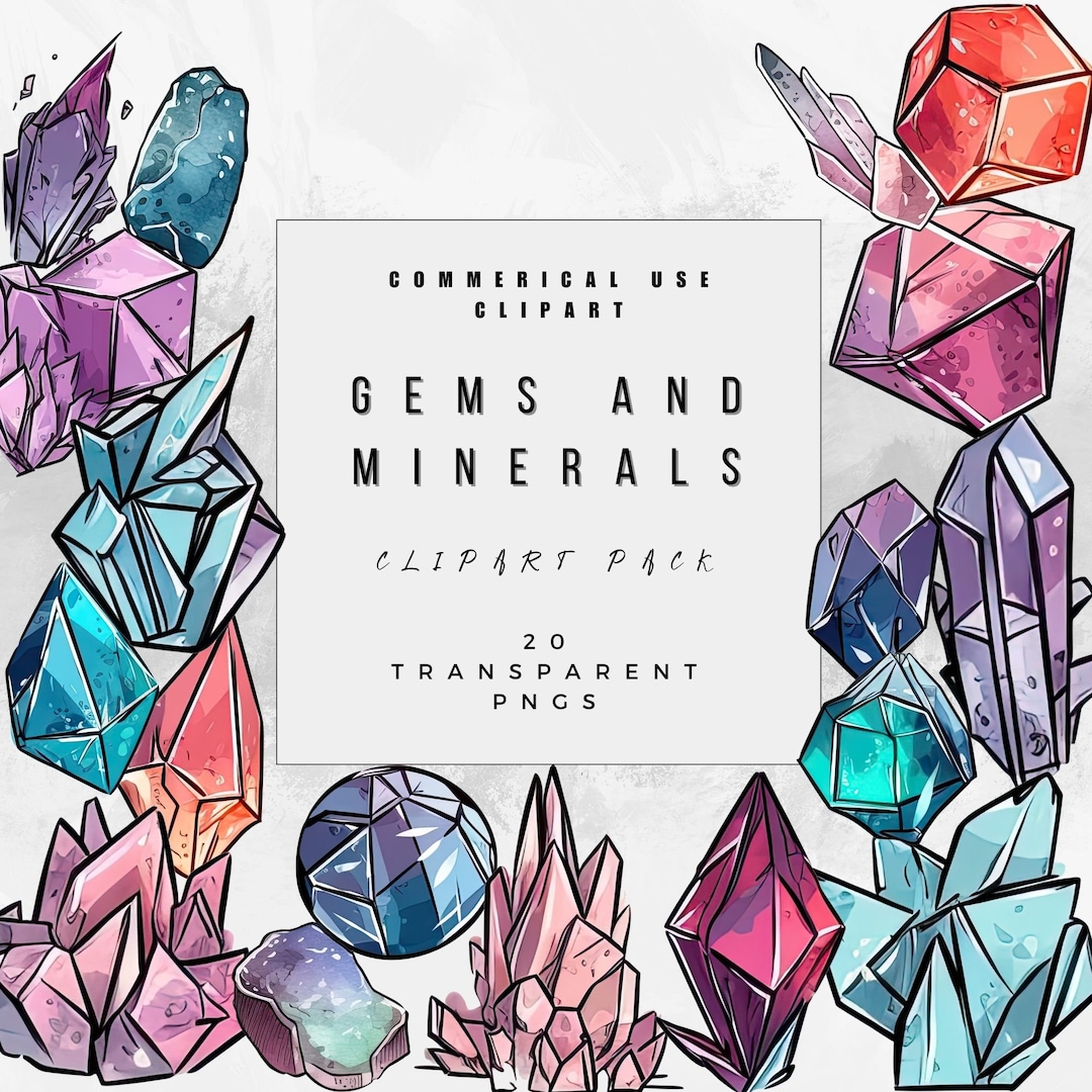 Gems and Minerals Clipart Pack PNG Transparent Gems - Etsy Canada
