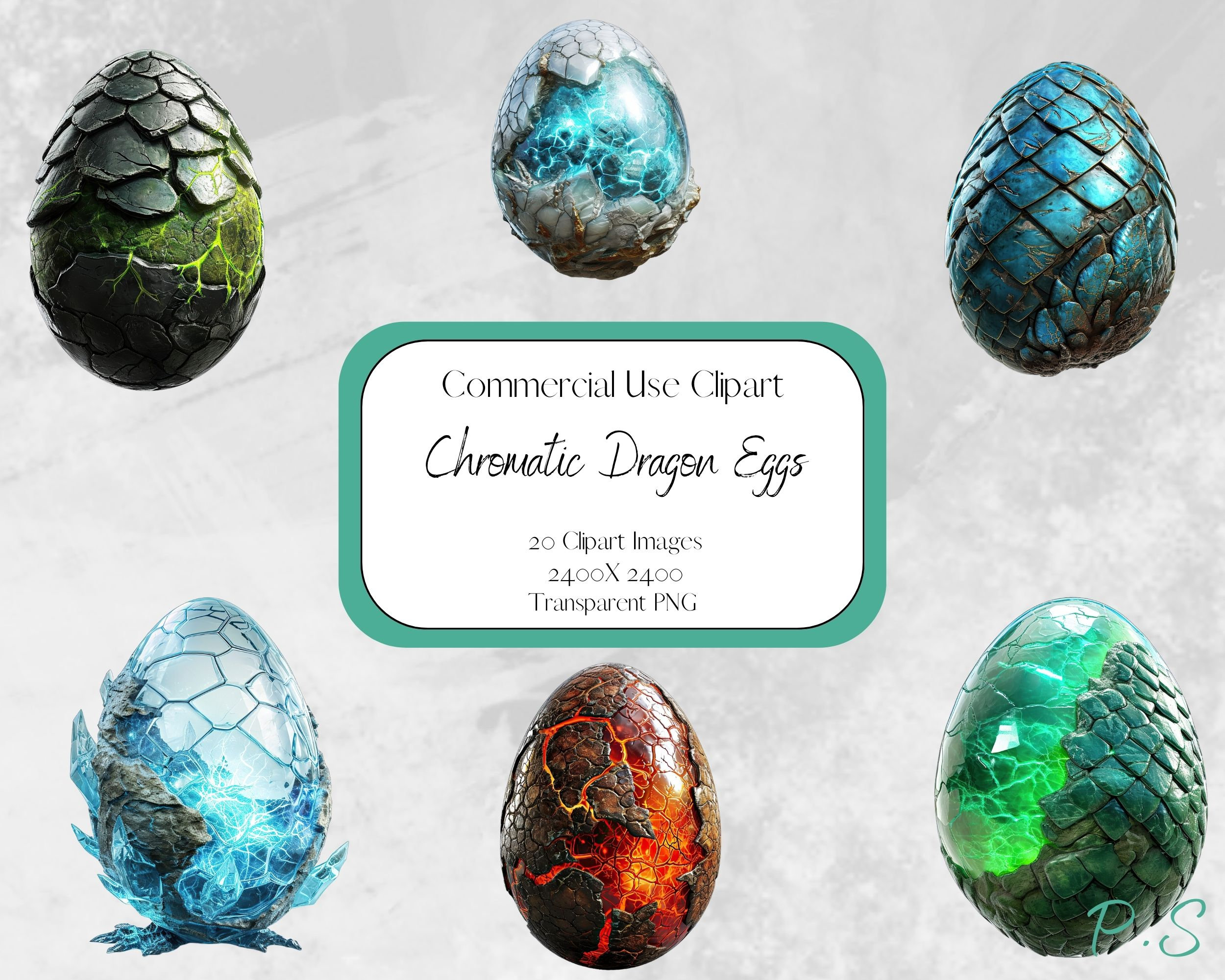 Chromatic Dragon Eggs, PNGS, Transparent, Instant Download, Commercial ...