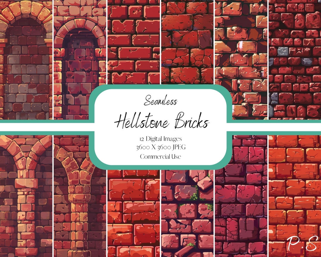 Retro Hellstone Dungeon Bricks, Seamless 2d Retro Underworld Pattern ...
