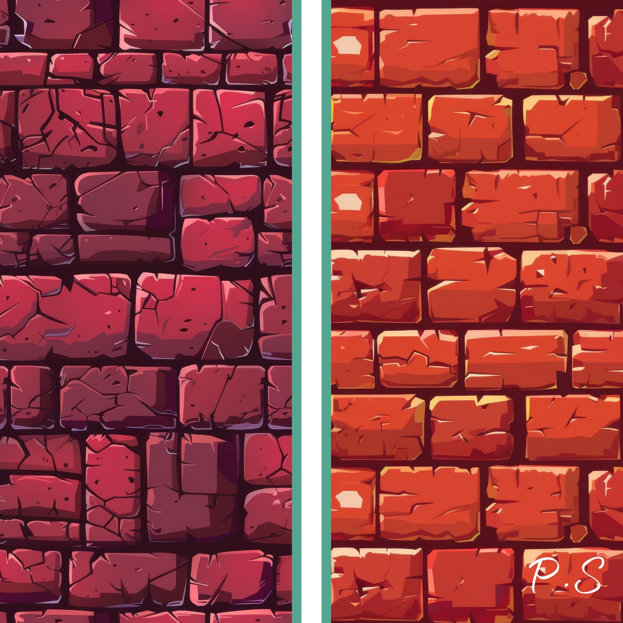 Retro Hellstone Dungeon Bricks, Seamless 2d Retro Underworld Pattern ...