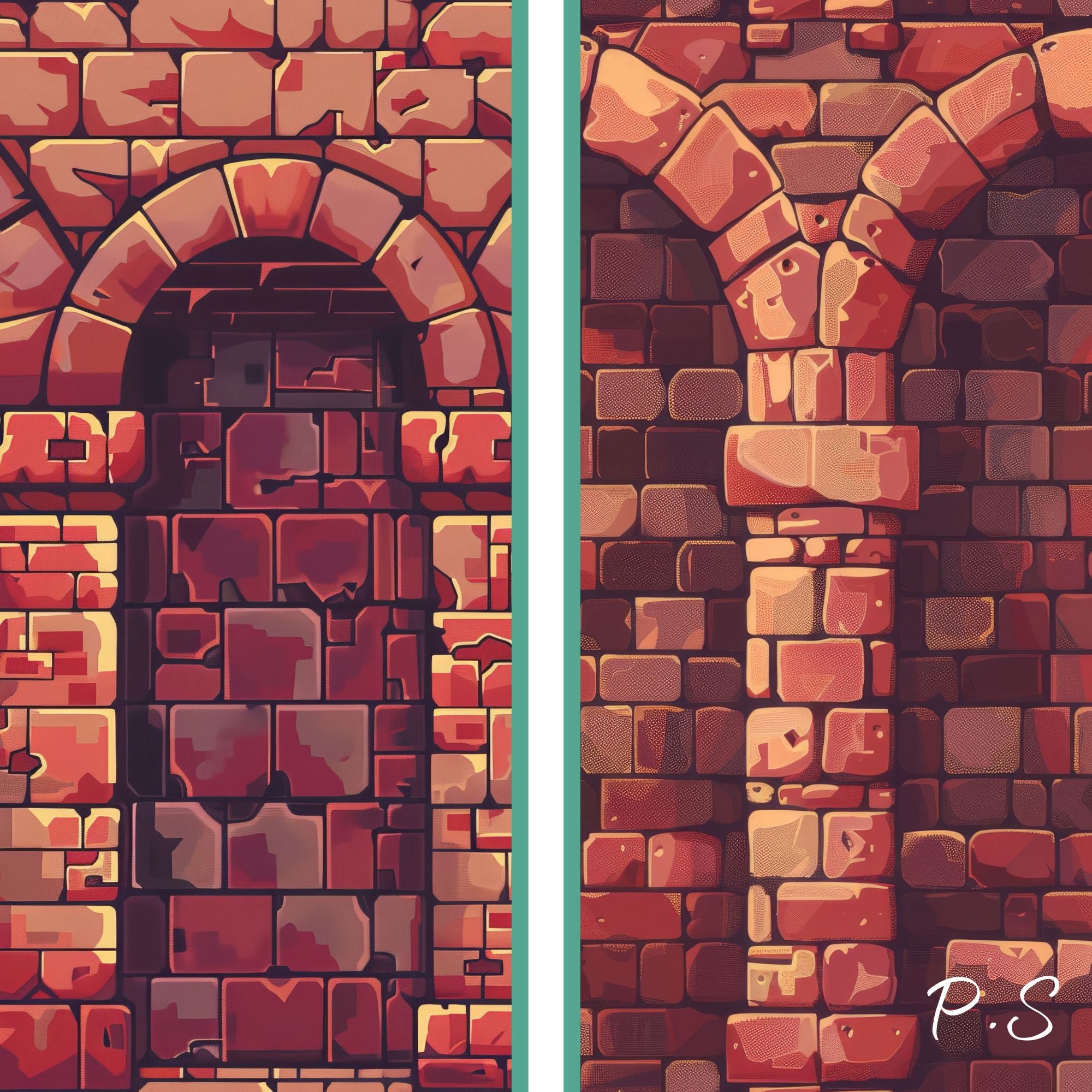 Retro Hellstone Dungeon Bricks, Seamless 2d Retro Underworld Pattern ...