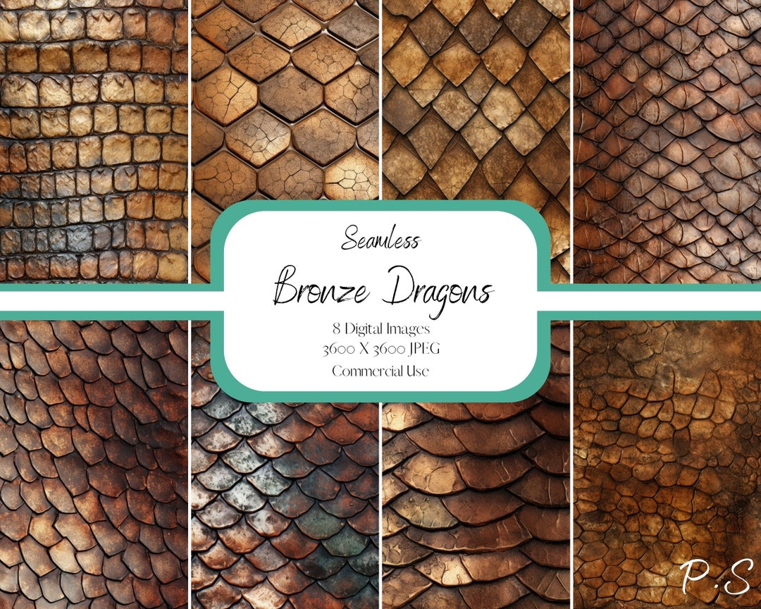 Bronze Dragons Scales Digital Paper, Metallic Bronze Dragon Scales and ...