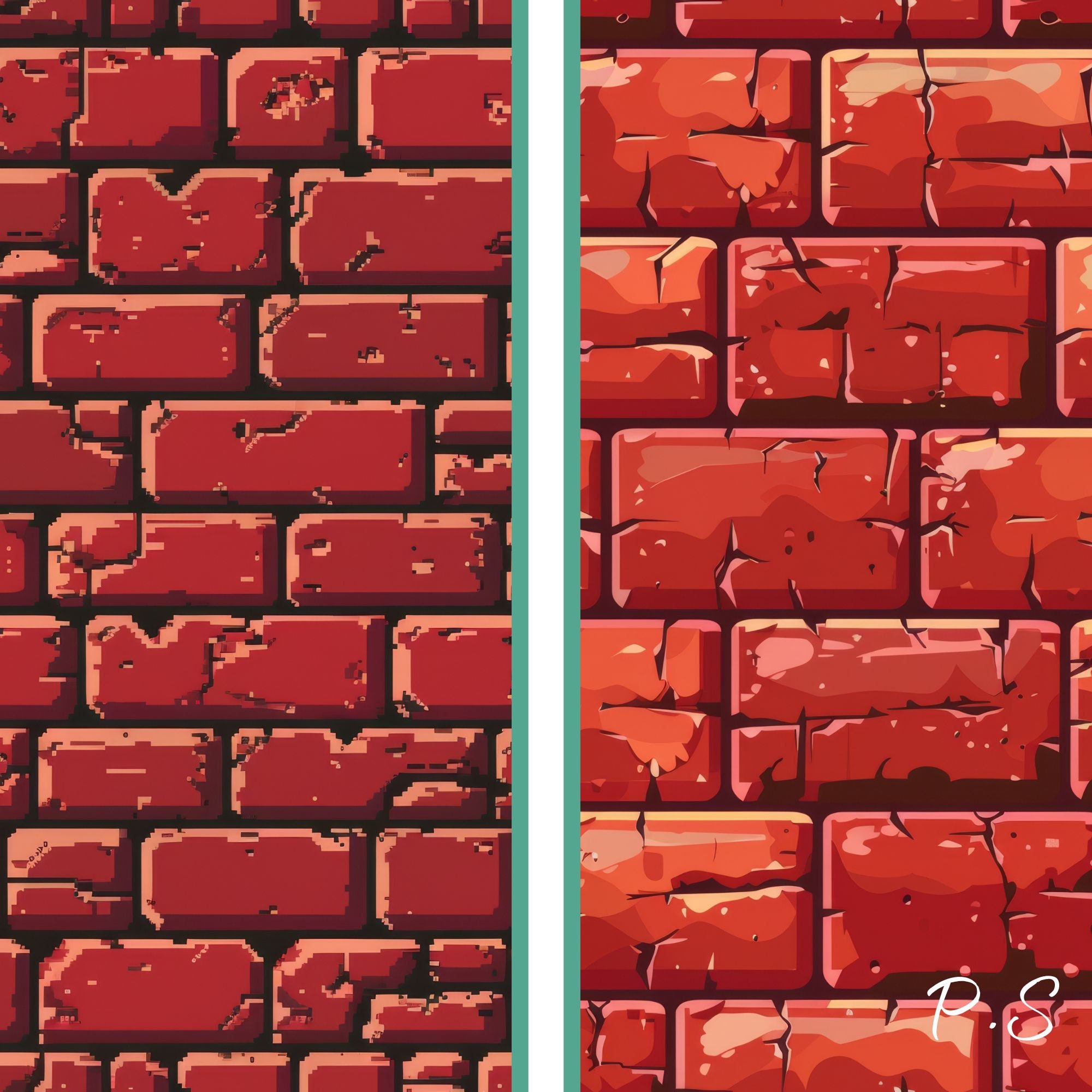 Retro Hellstone Dungeon Bricks, Seamless 2d Retro Underworld Pattern ...