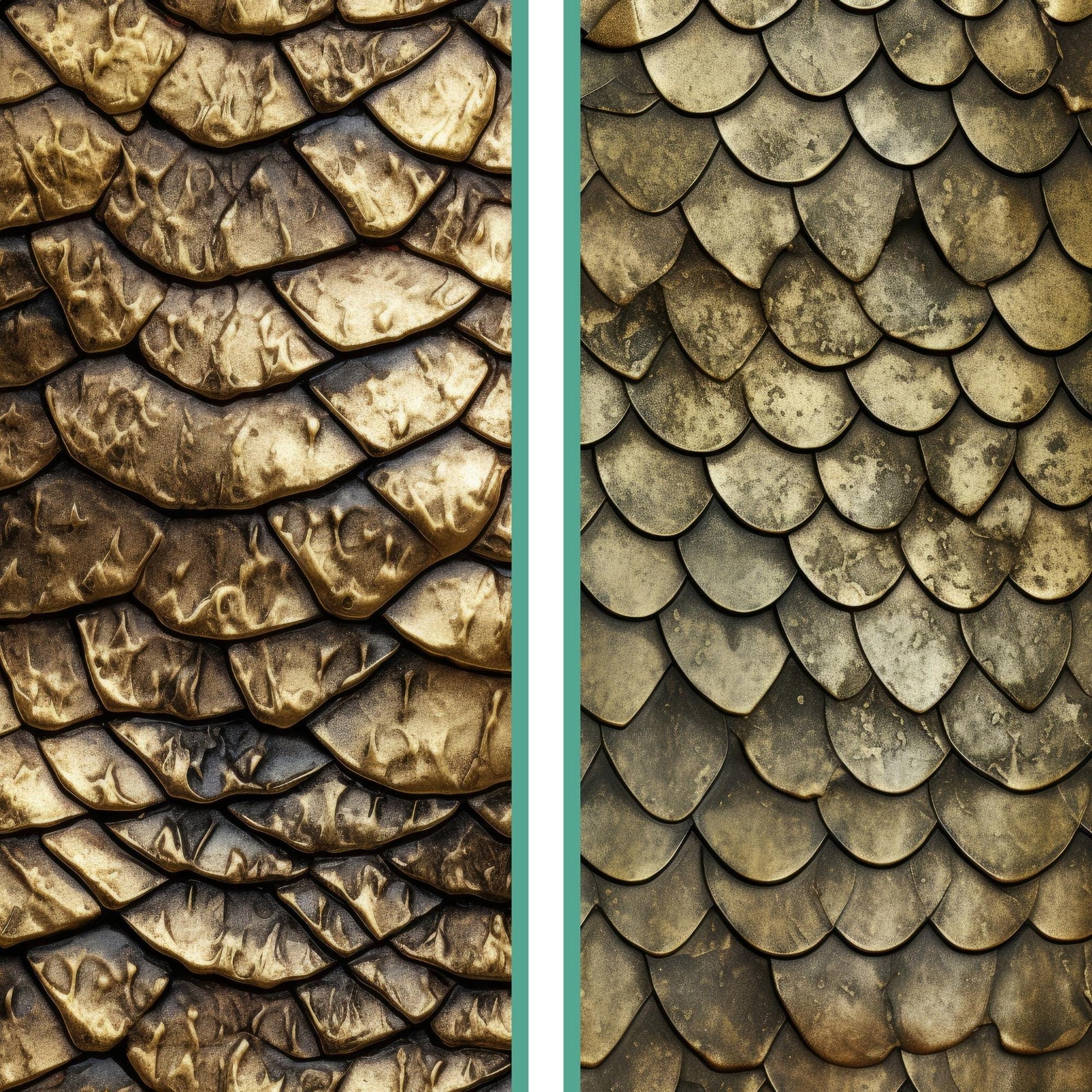 Brass Dragons Scales Digital Paper, Metallic Brass Dragon Scales and ...