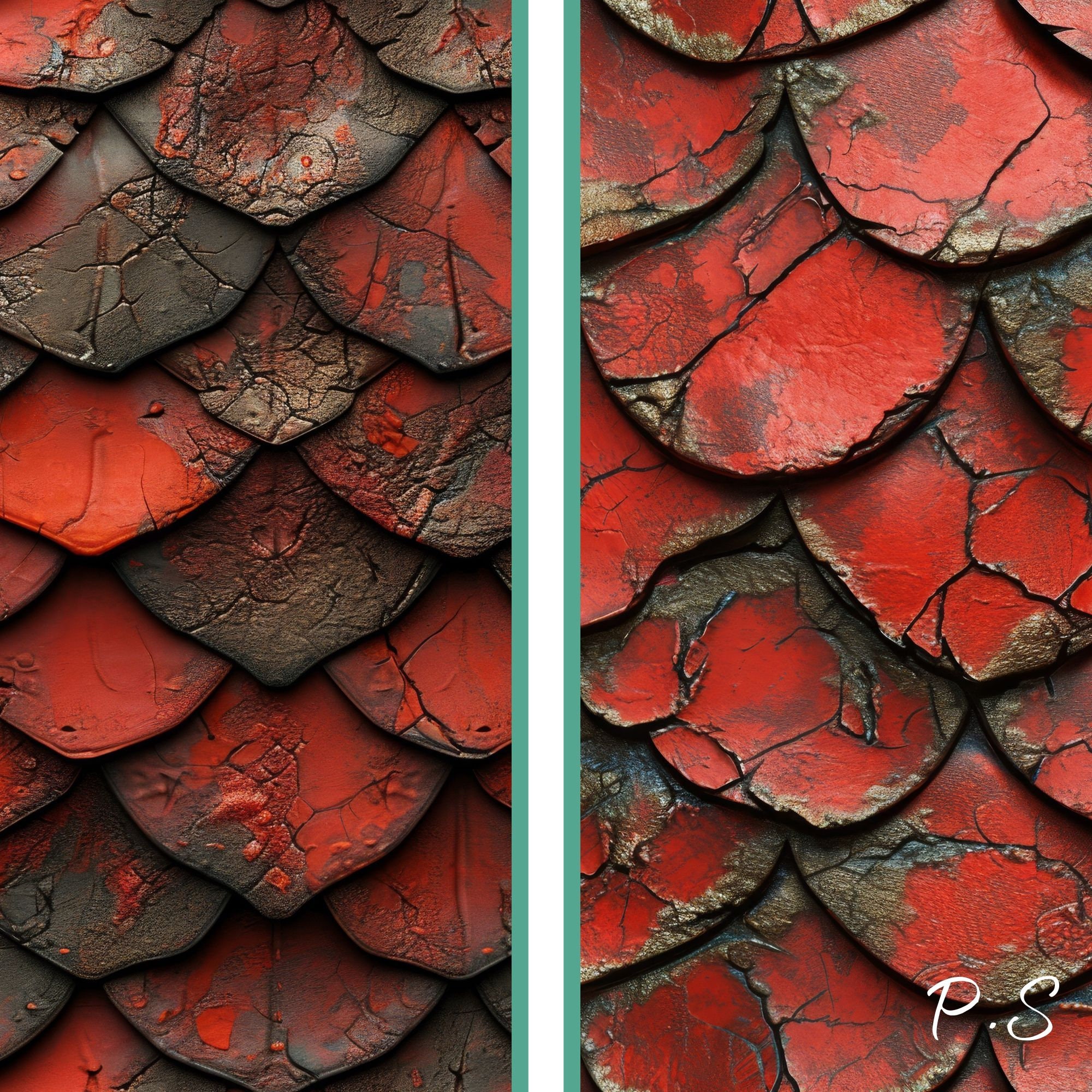 Red Dragons Scales Digital Paper, Rugged Red Dragon Scales and Hide ...