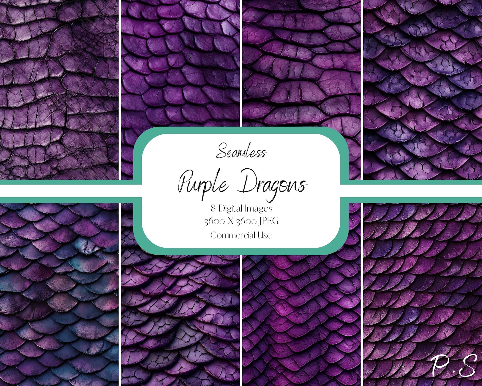 Purple Dragons Scales Digital Paper, Purple Dragon Scales and Hide ...