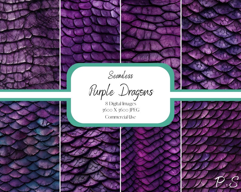 Purple Dragons Scales Digital Paper, Purple Dragon Scales and Hide ...