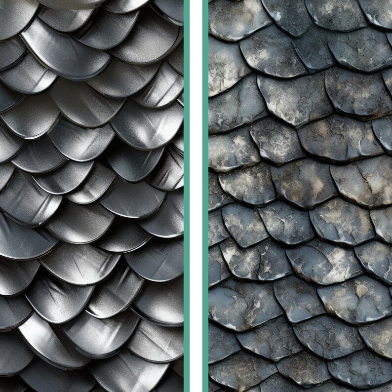 Silver Dragons Scales Digital Paper, Metallic Silver Dragon Scales and ...
