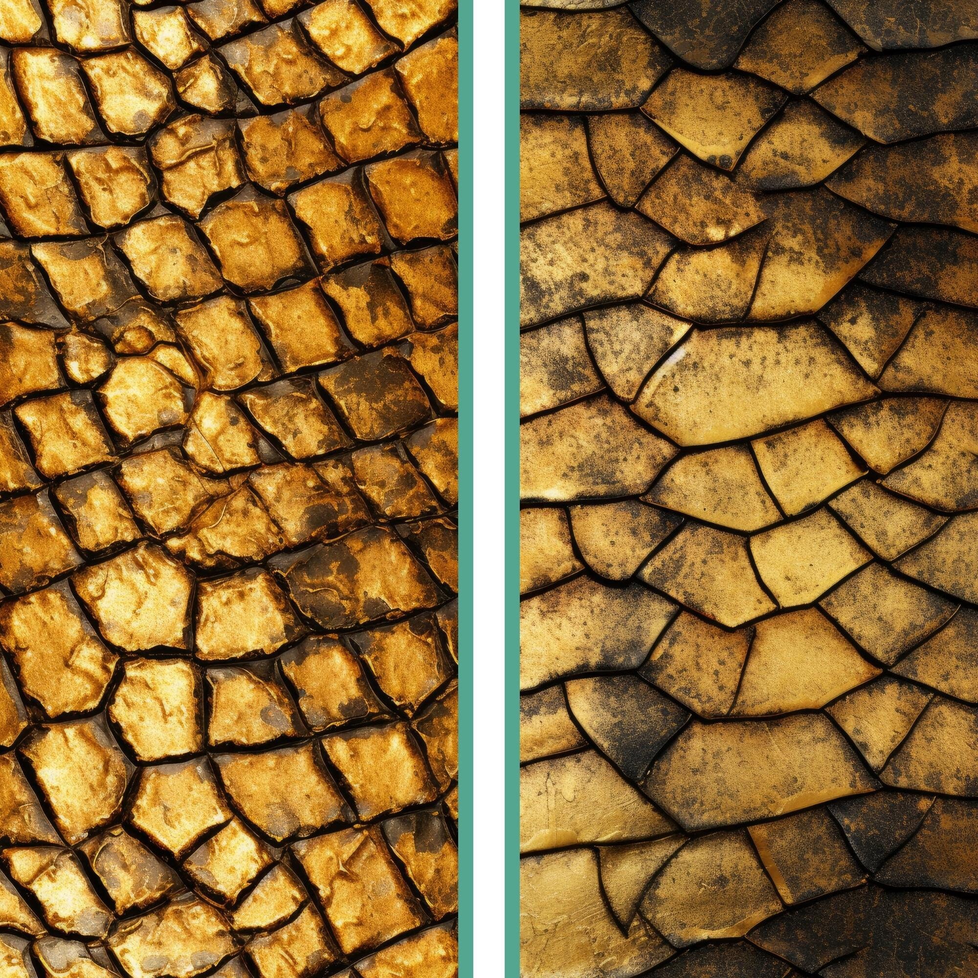 Gold Dragons Scales Digital Paper, Gold Metal Dragon Scales and Hide ...