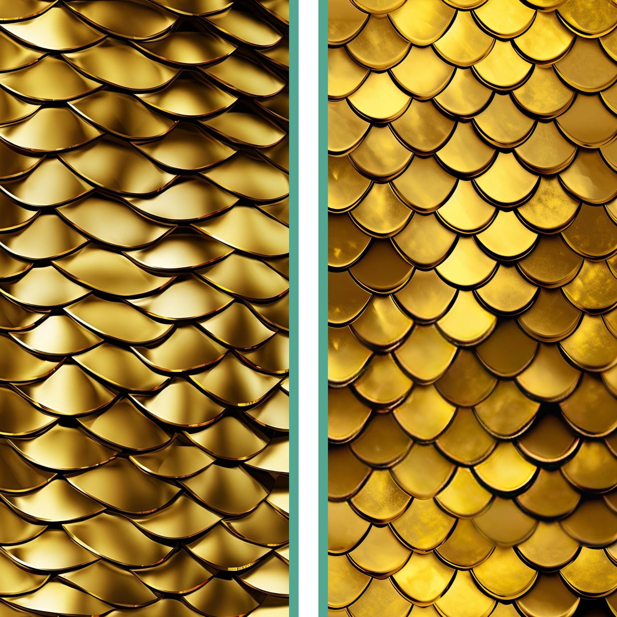 Gold Dragons Scales Digital Paper, Gold Metal Dragon Scales and Hide ...