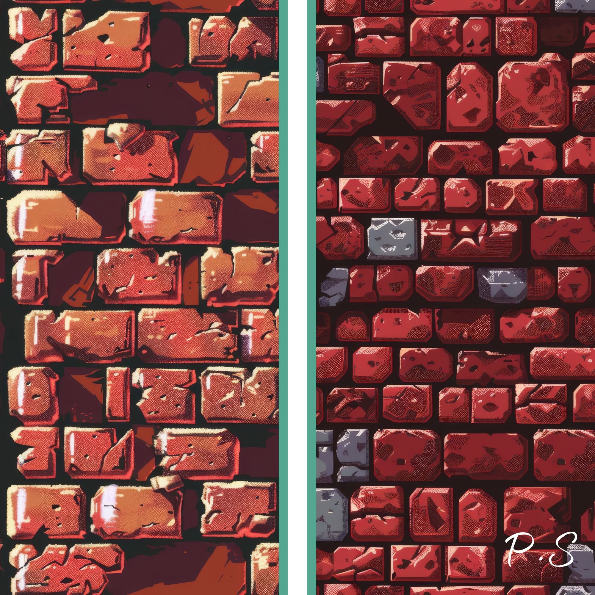 Retro Hellstone Dungeon Bricks, Seamless 2d Retro Underworld Pattern ...