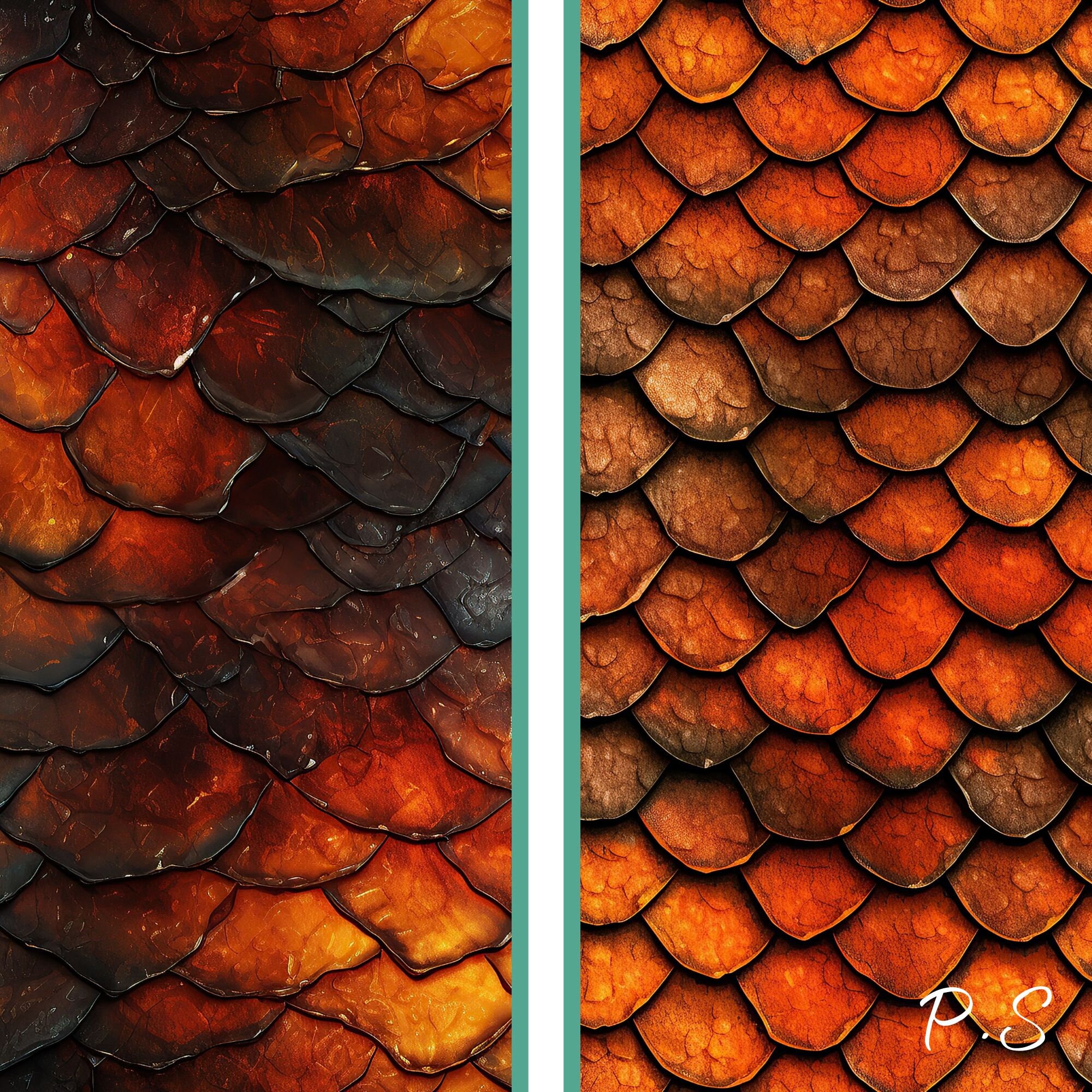 Orange Dragons Scales Digital Paper, Orange Dragon Scales and Hide ...