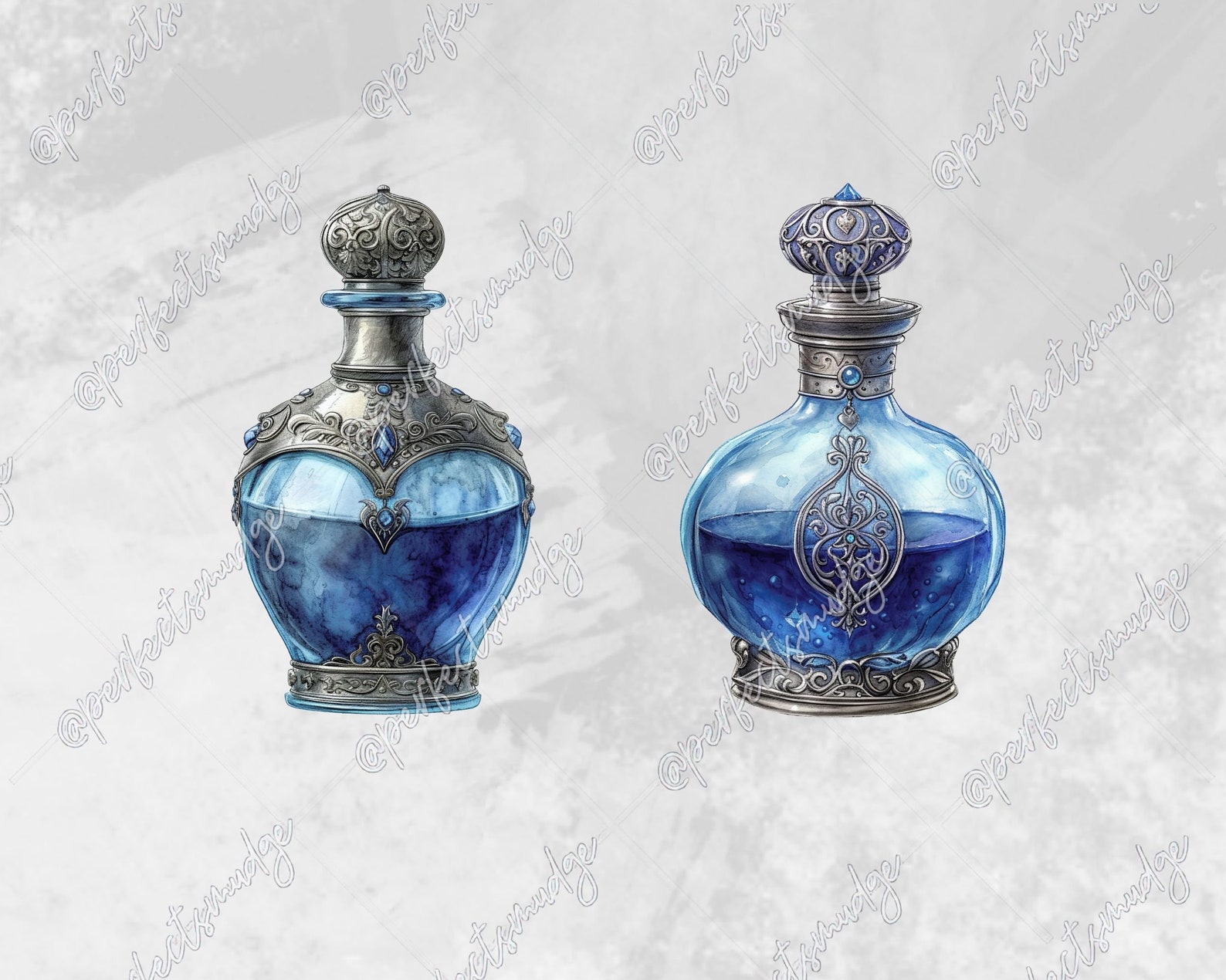 Watercolor Mana Potions Clipart watercolor Mana Potion Bottles in PNG Format Instant Download ...