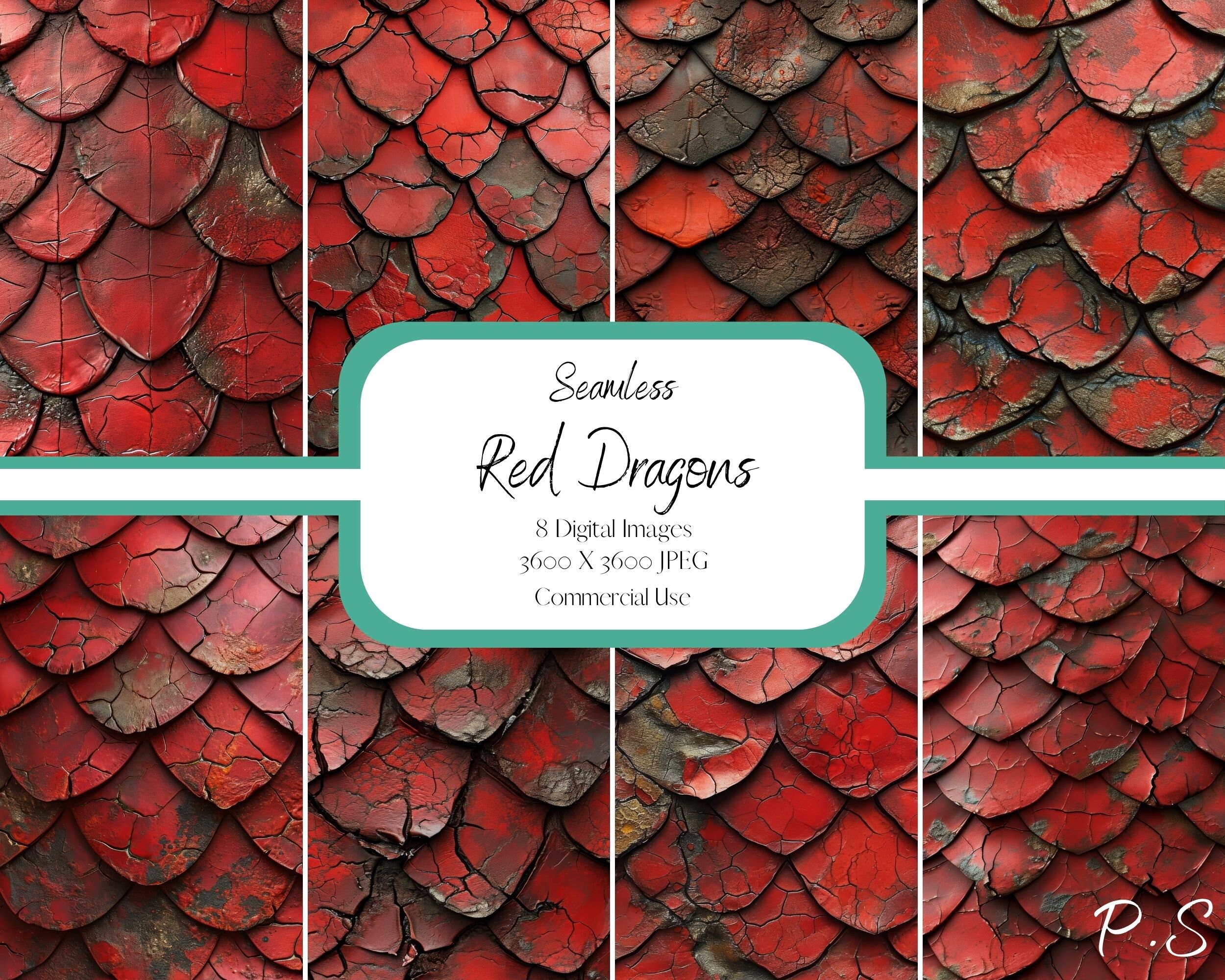 Red Dragons Scales Digital Paper, Rugged Red Dragon Scales and Hide ...
