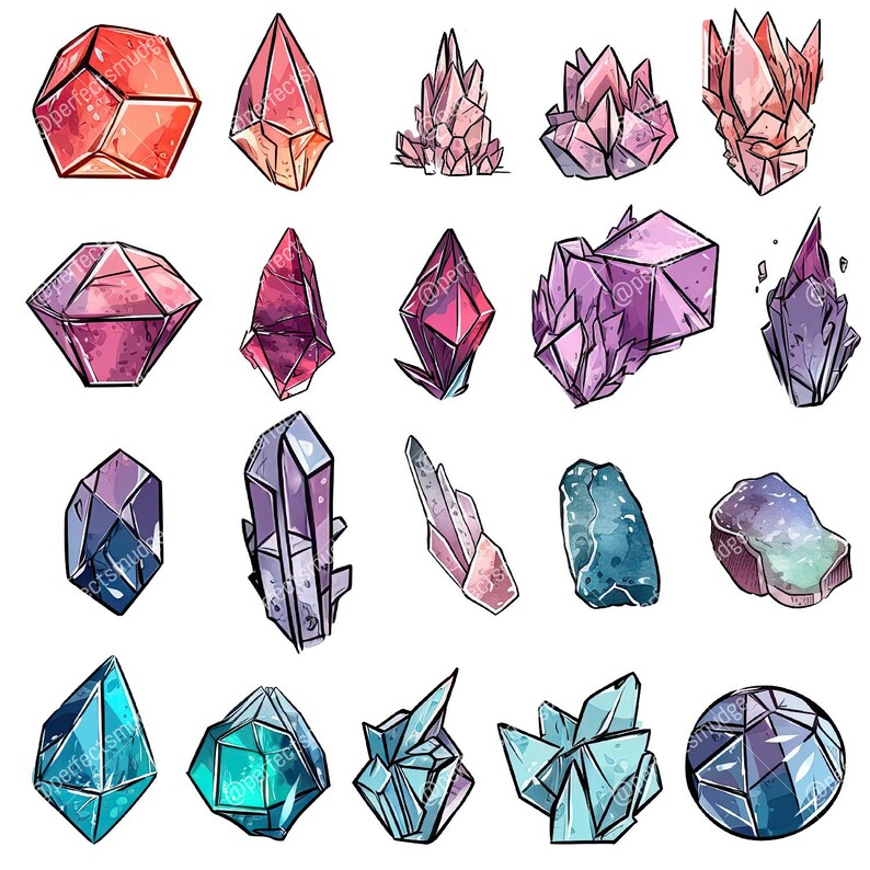 Gems and Minerals Clipart Pack PNG Transparent Gems - Etsy Ireland
