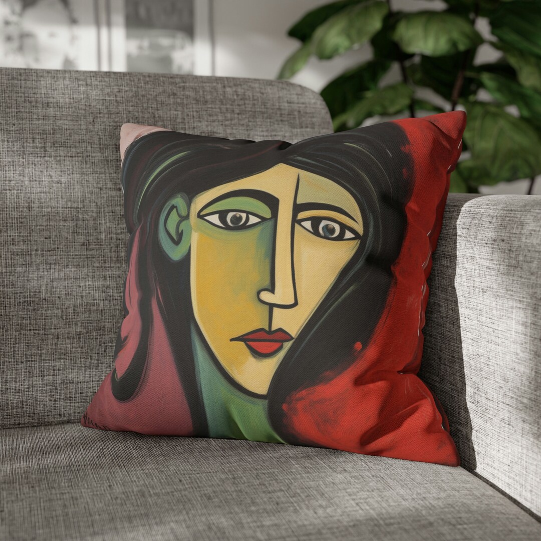 Handmade Picasso Style Portrait Pillow Cover: Abstract Art Decor - Etsy