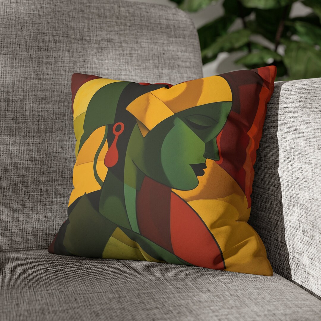 African Print Inspired Pillow, Picasso Red Blue Pillow Case, Cute ...