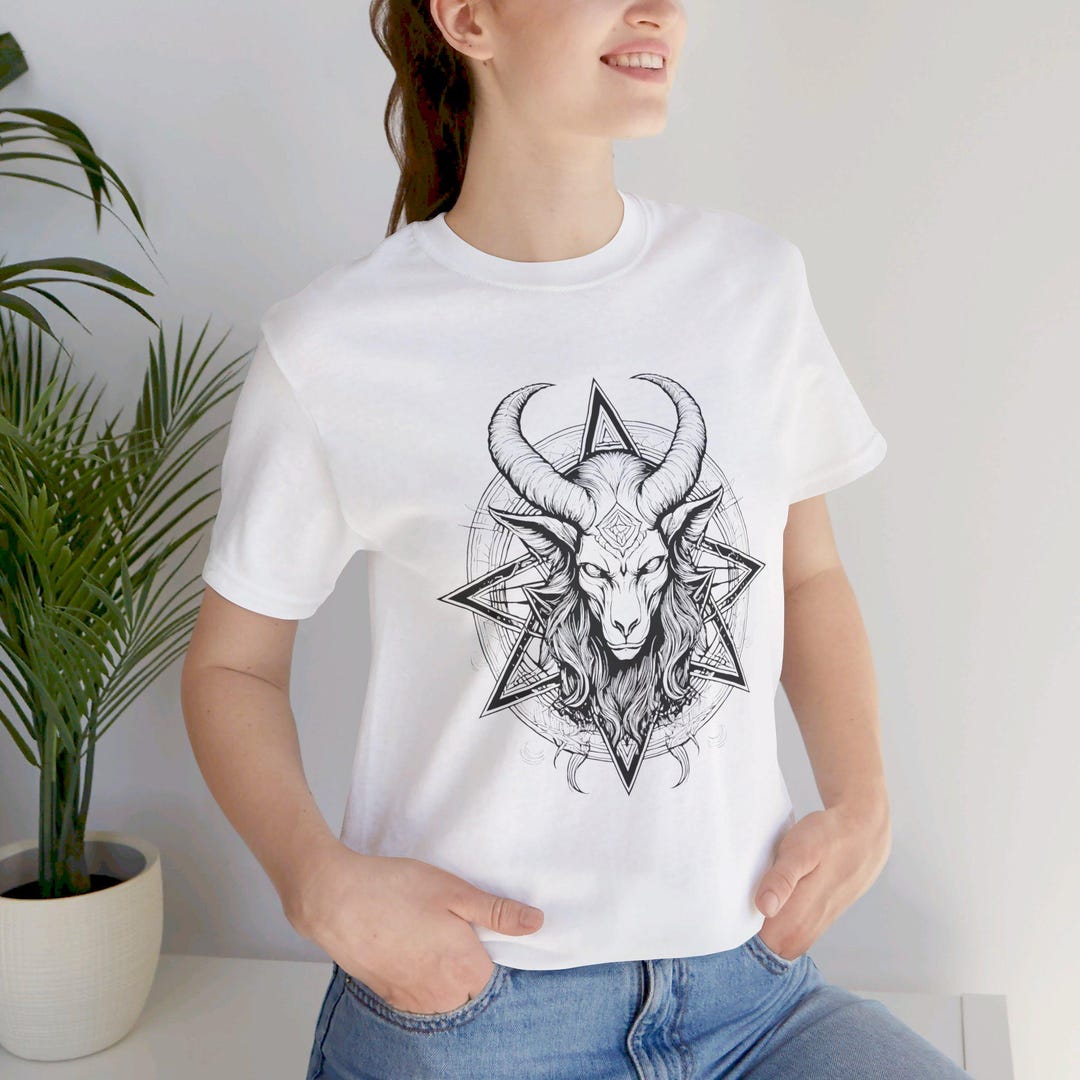 Pentagram Baphomet Occult T-shirt, Satanic Goat Head Shirt, Witchcraft ...