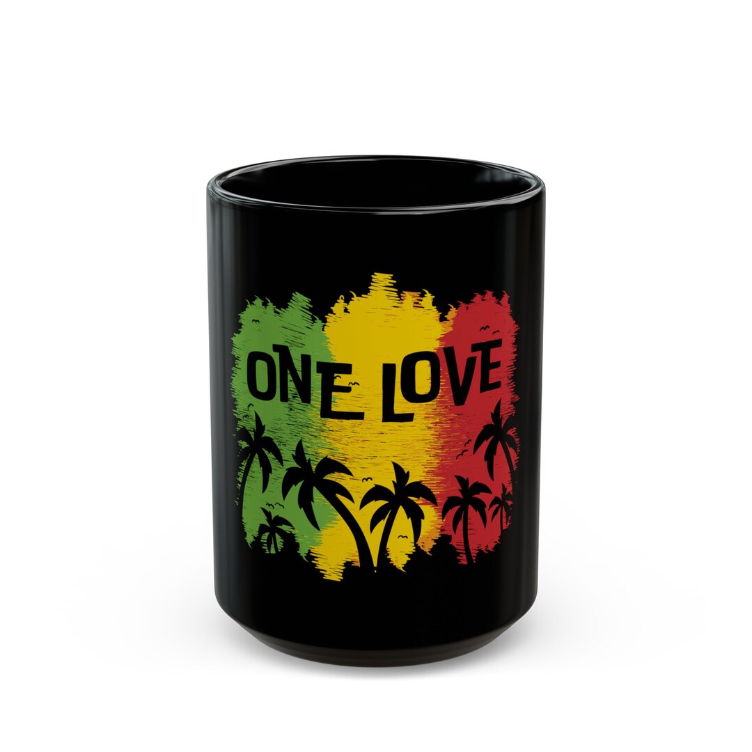 One Love Reggae Jamaican Vibes Black Coffee Mug 11oz, 15oz - Etsy