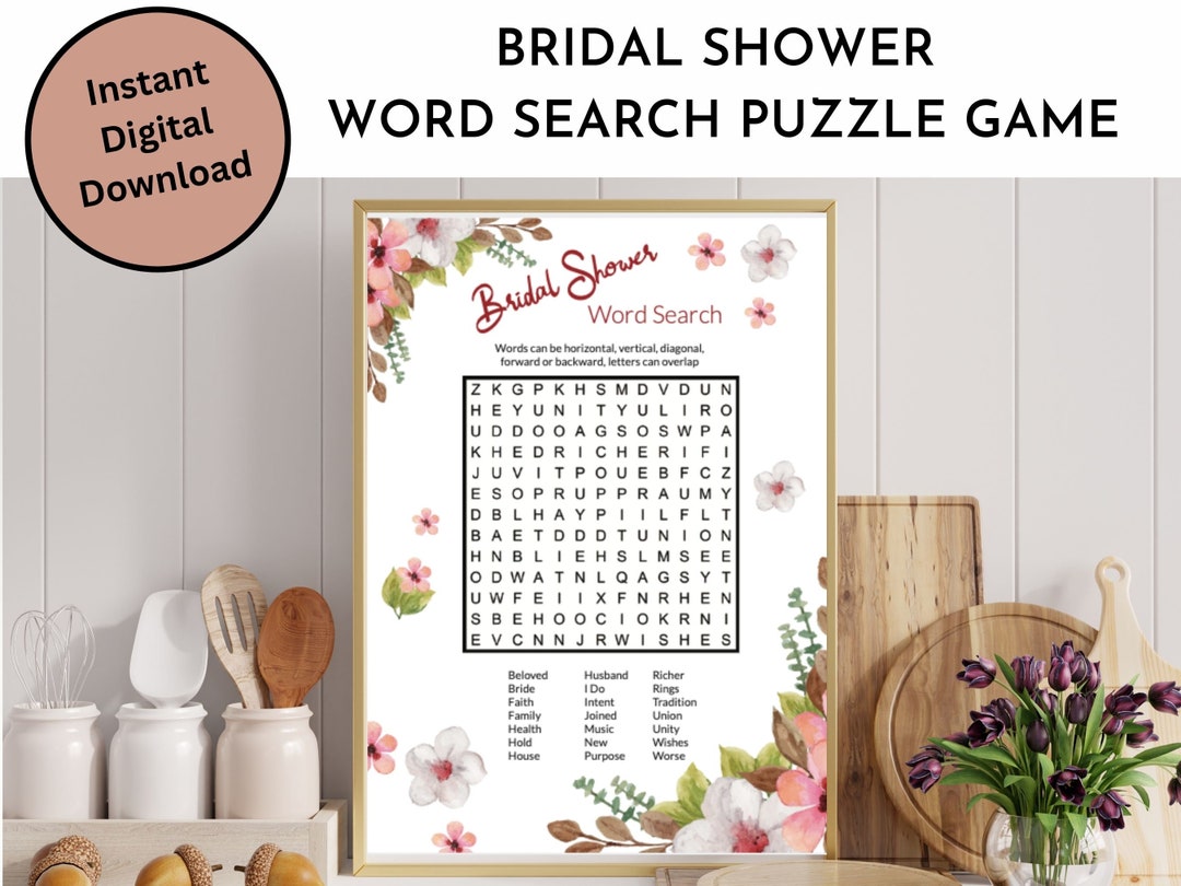Bridal Shower Word Search Puzzle Game Fun & Unique Instant - Etsy