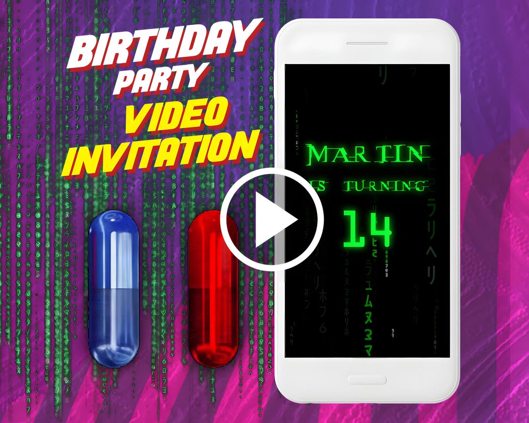 The Matrix Birthday Party Video Invitation, Neo Digital Animated Video ...