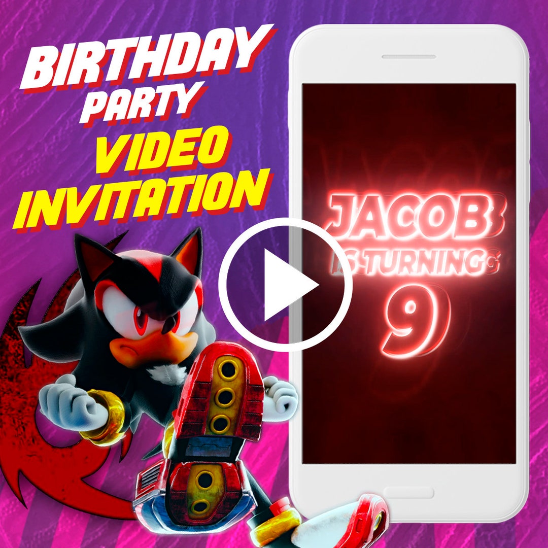 Shadow the Hedgehog Birthday Party Video Invitation, Sonic 3 Movie ...