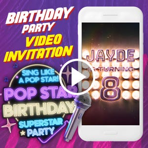 Pop Star Party Video Invitation - Etsy