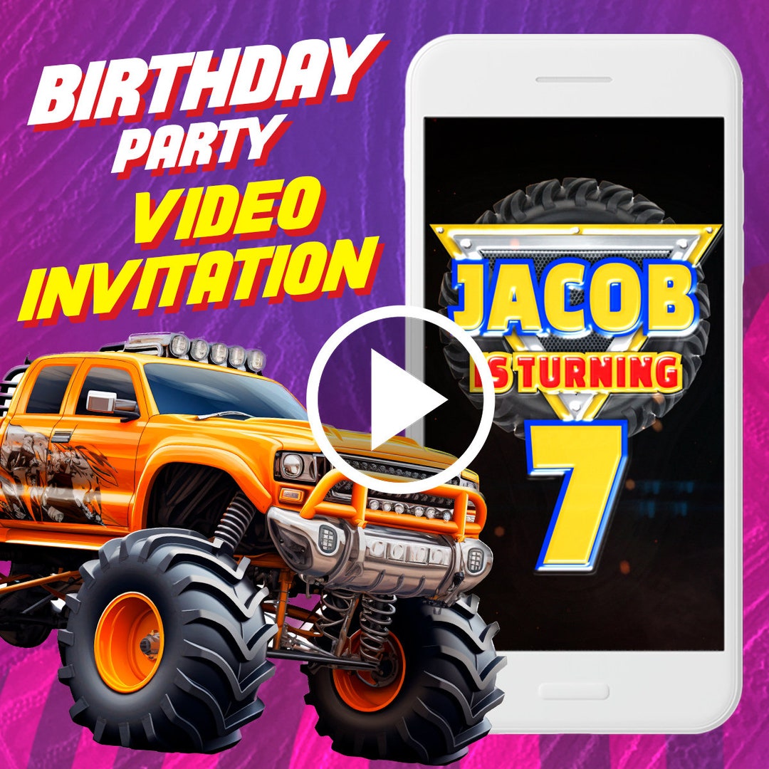 Invitación en video a la fiesta de cumpleaños de Monster Truck ...