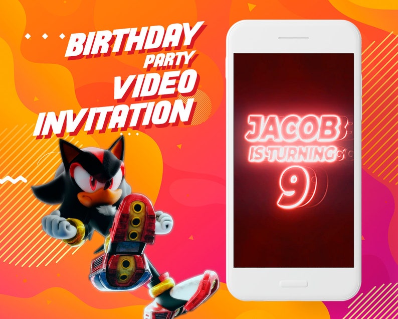 Shadow the Hedgehog Birthday Party Video Invitation Sonic 3 - Etsy