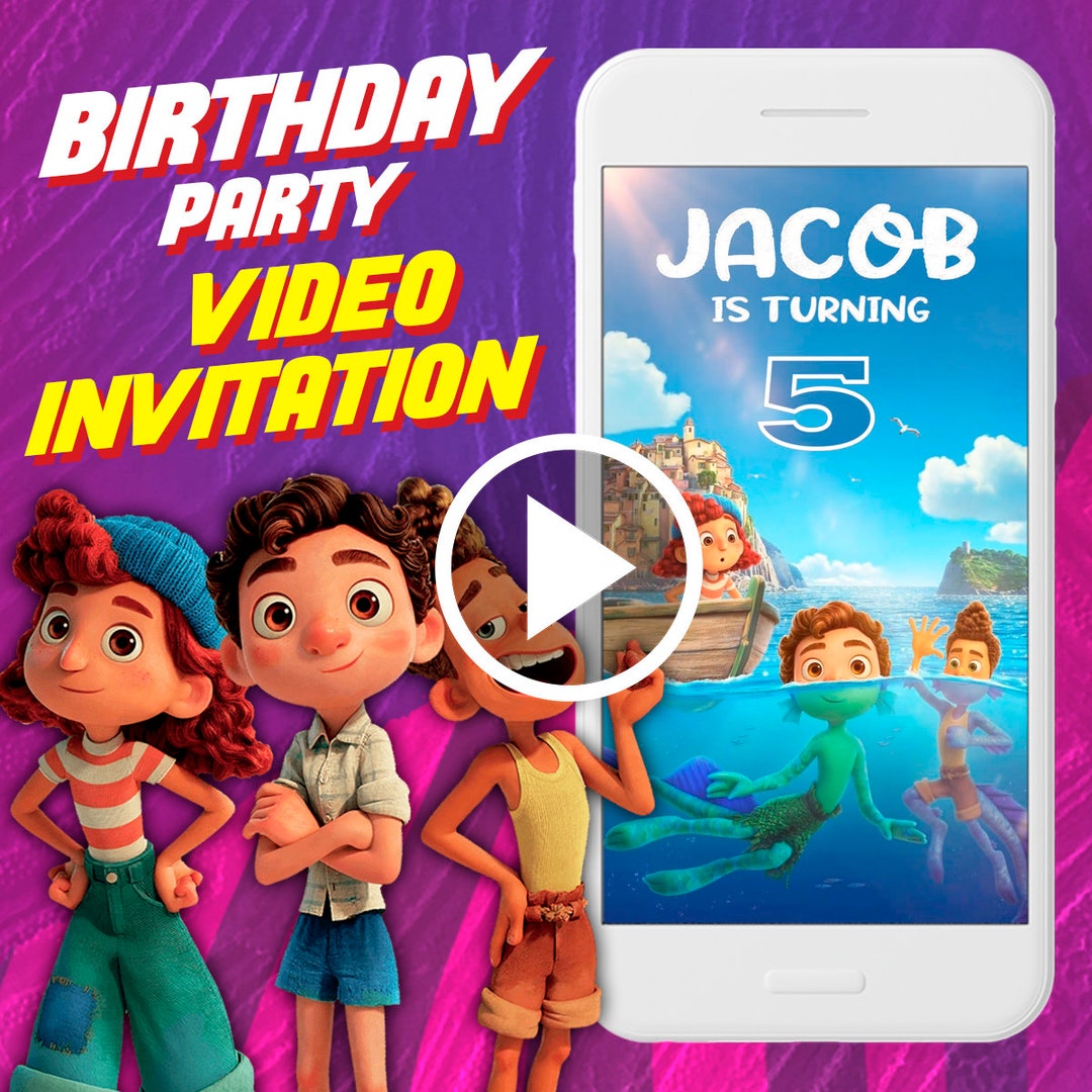 Luca Birthday Party Video Invitation, Disney Digital Animated Video ...