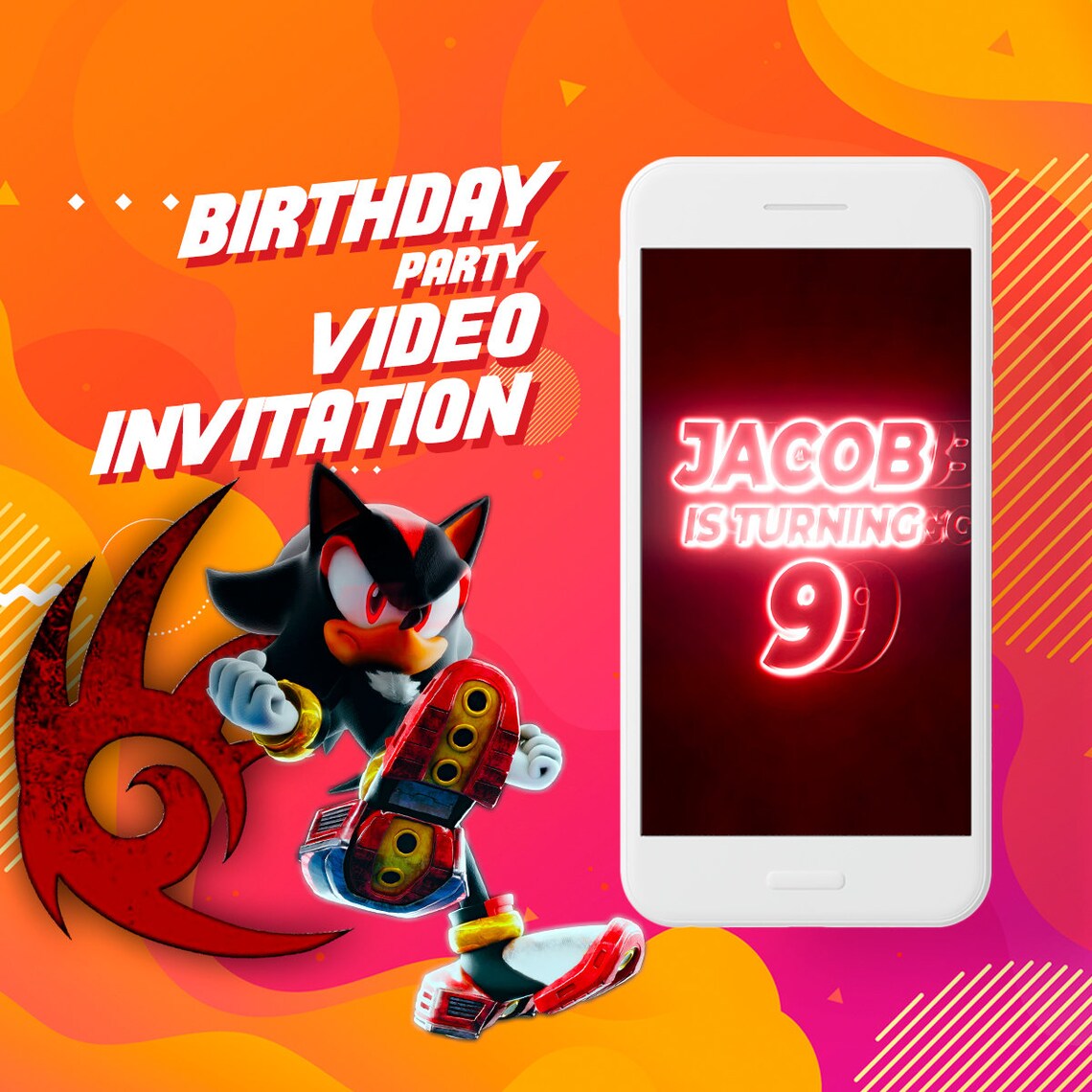 Shadow the Hedgehog Birthday Party Video Invitation Sonic 3 - Etsy