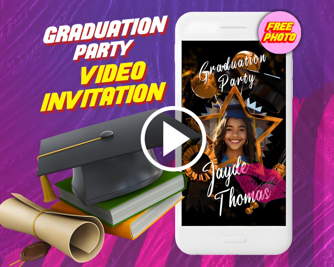 Graduation Party Video Invitation, Class of 2026 Digital Animated ...