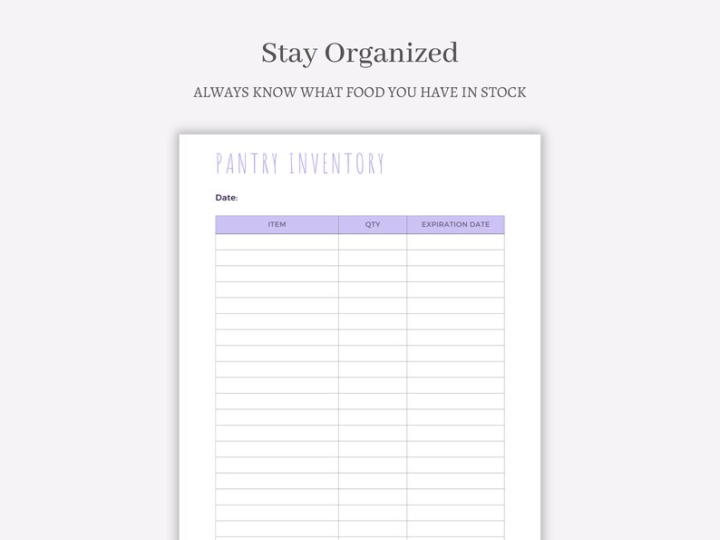 Food Inventory Printable - Pantry Inventory - Fridge Inventory ...