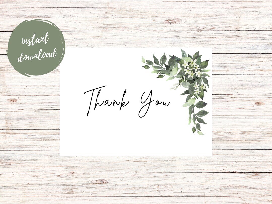 Thank You Printable Card - Thank You Digital Card - Thank You Card ...
