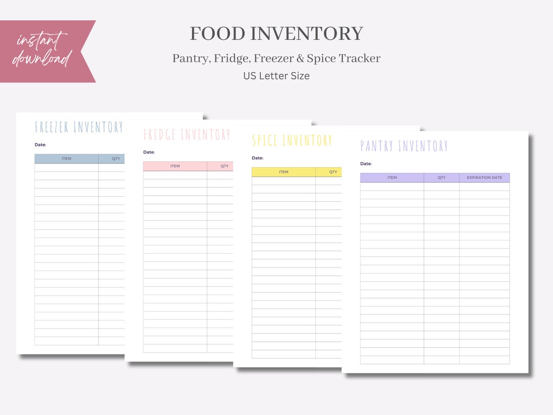 Food Inventory Printable - Pantry Inventory - Fridge Inventory ...