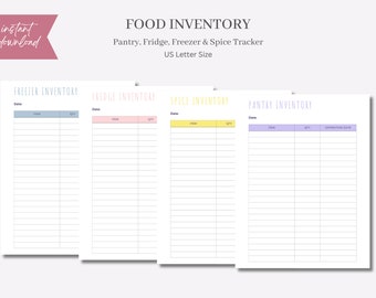 Printable Kitchen Inventory / Fridge Inventory / Freezer Inventory ...