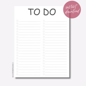 Printable to Do List - Home and Work to Do List - Digital Download ...