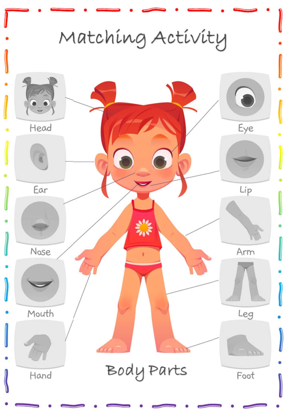 Body Parts Matching Activity for Toddlers, Human Body, Toddler Busy ...