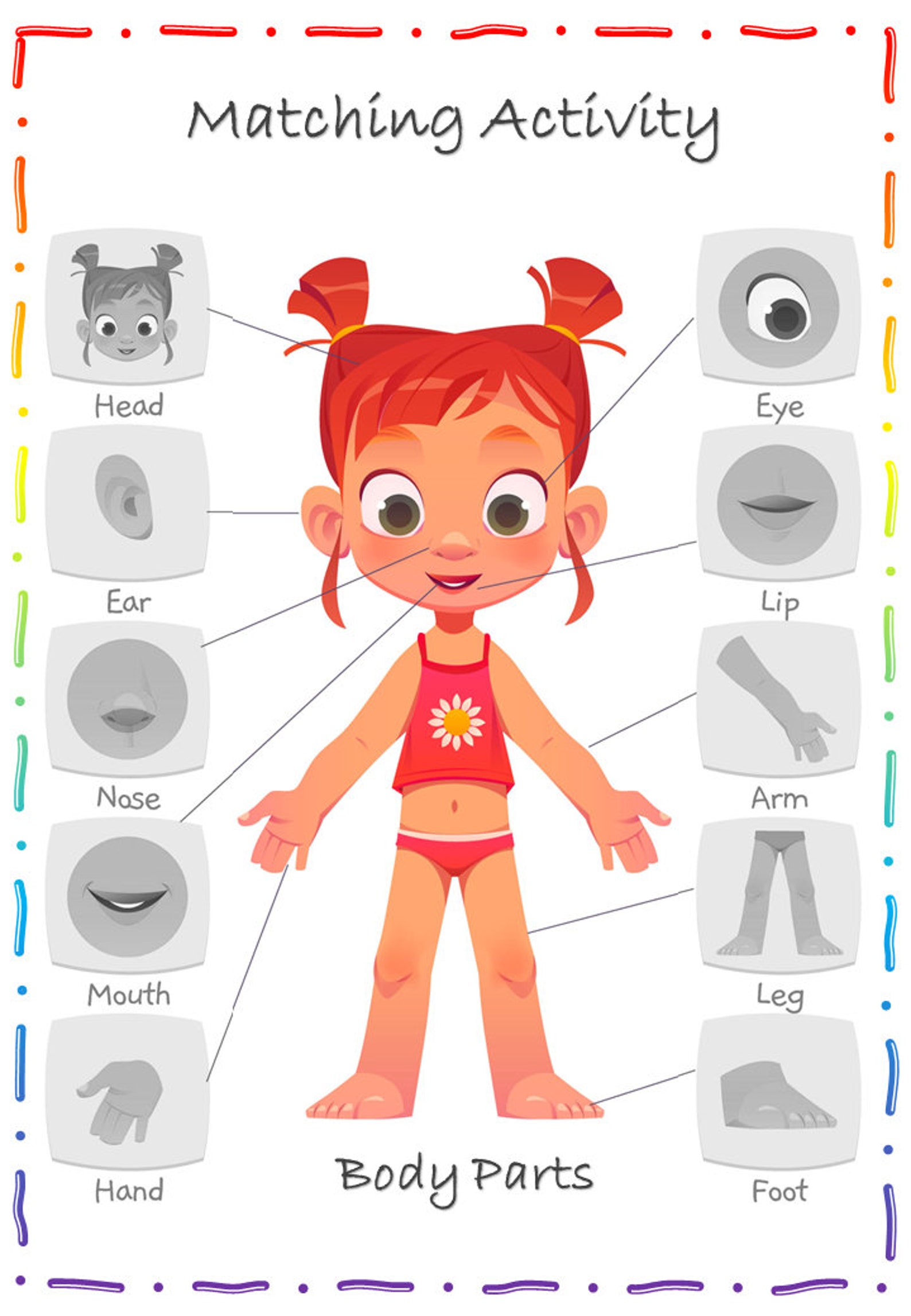 Body Parts Matching Activity for Toddlers, Human Body, Toddler Busy ...