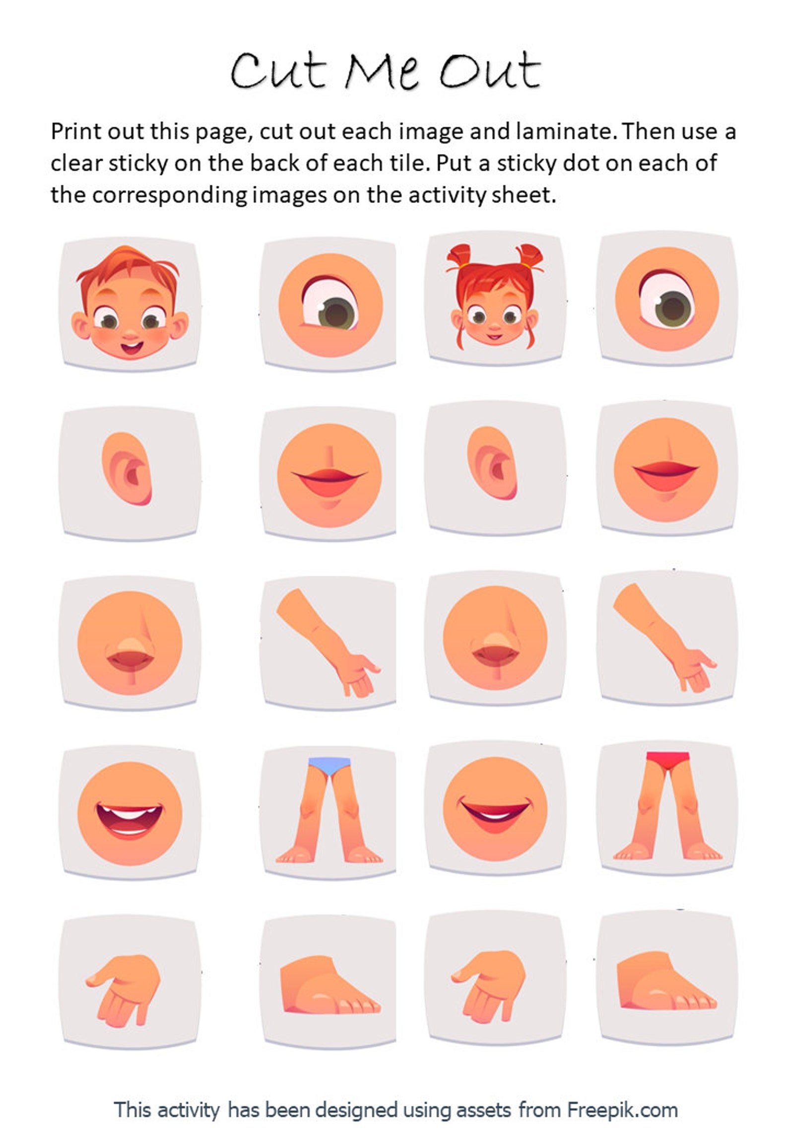 Body Parts Matching Activity, Toddler Learning Binder (printable ...