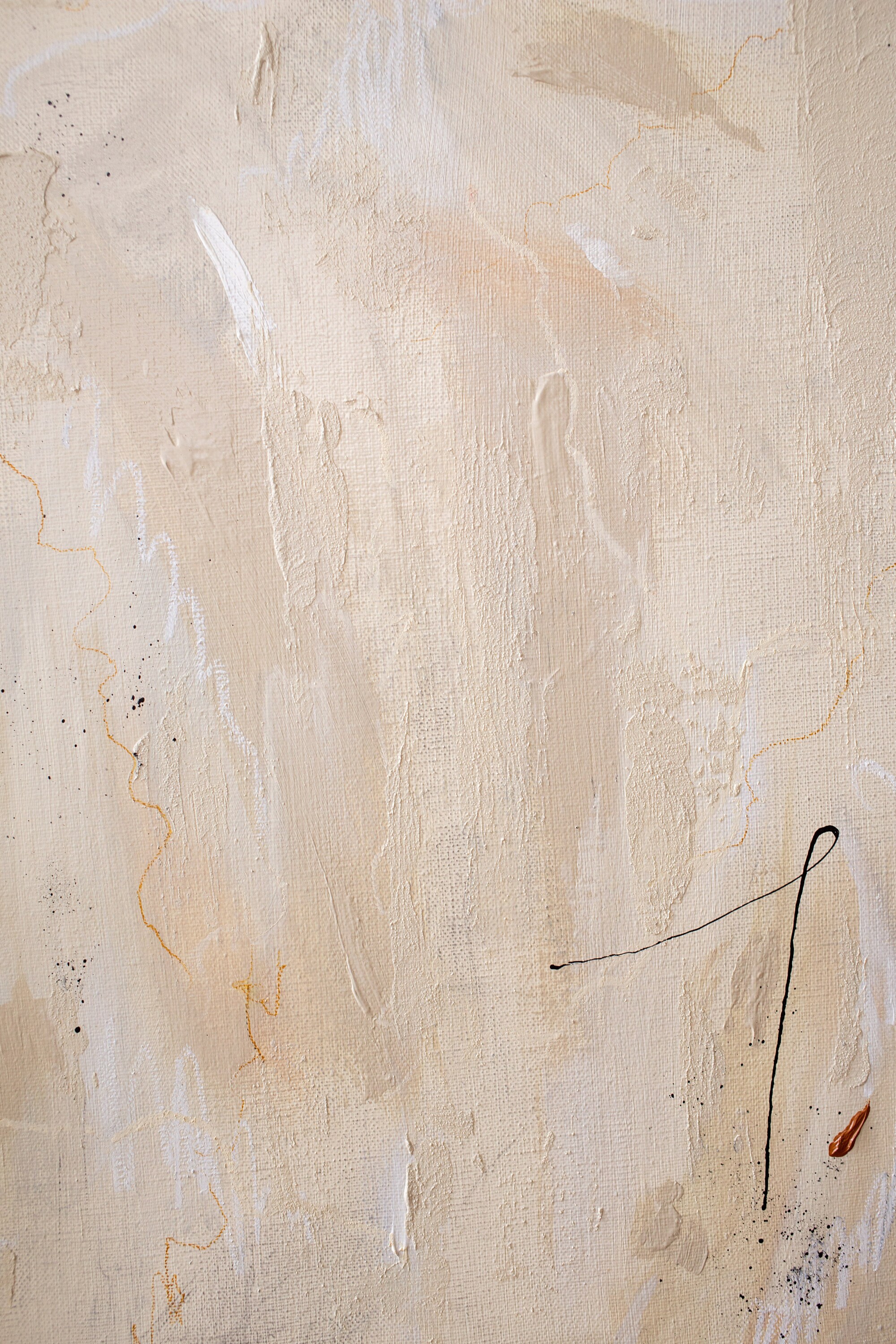 Original Beige Abstract on Canvas in Antique Gold Frame / Minimalist ...