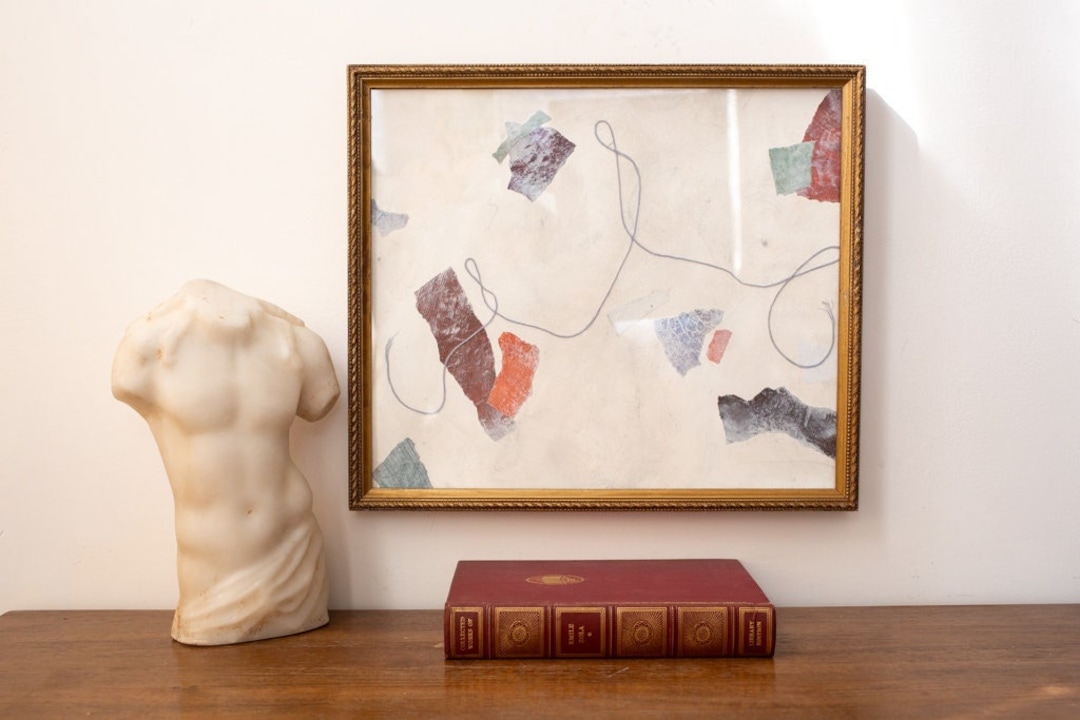 Original Mixed Media Abstract Painting / Framed Contemporary Mid ...